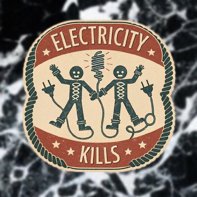Electricity Kills Funny Vintage Warning Label Sticker Decal Laptop Xbox ...