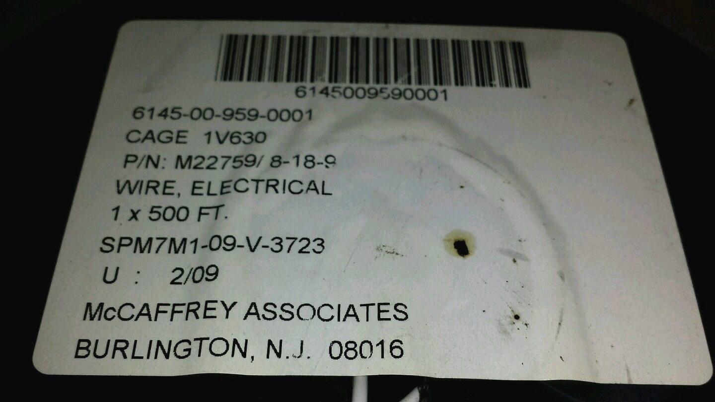 ( 10 FT ) M22759/8-18-9 ( White ) Aircraft Wire (18Awg) 19C/30Awg 600V ...