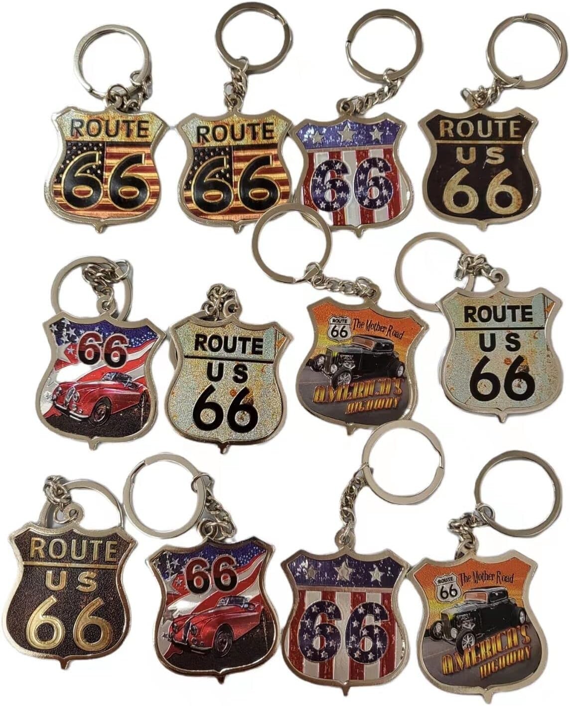 Set of 12 Route 66 road keychain party favor Keychain / birthday gift ...