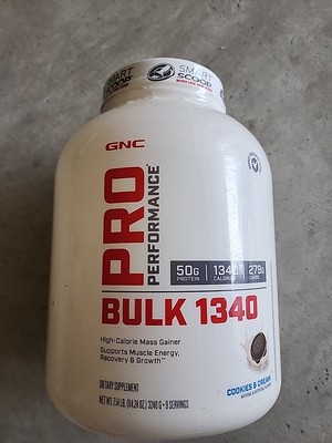 GNC PRO PERFORMANCE BULK 1340 MASS GAINER 7.5LBS COOKIES & CREAM ...