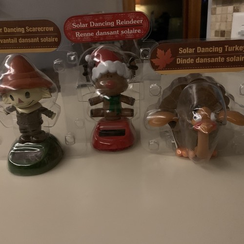 Solar Power Dancing Turkey, Reindeer, Scarecrow Bobblehead 3pc Lot ...