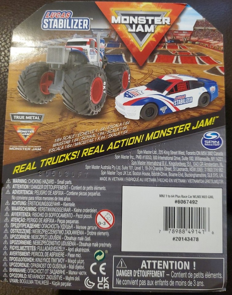 NEW 2023 Spin Master Monster Jam LUCAS STABILIZER 4x4 Truck & Car 2 ...