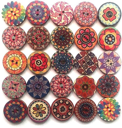 200Pcs Wood Craft Buttons 20mm Bulk Wooden Buttons for Crafts Vintage ...