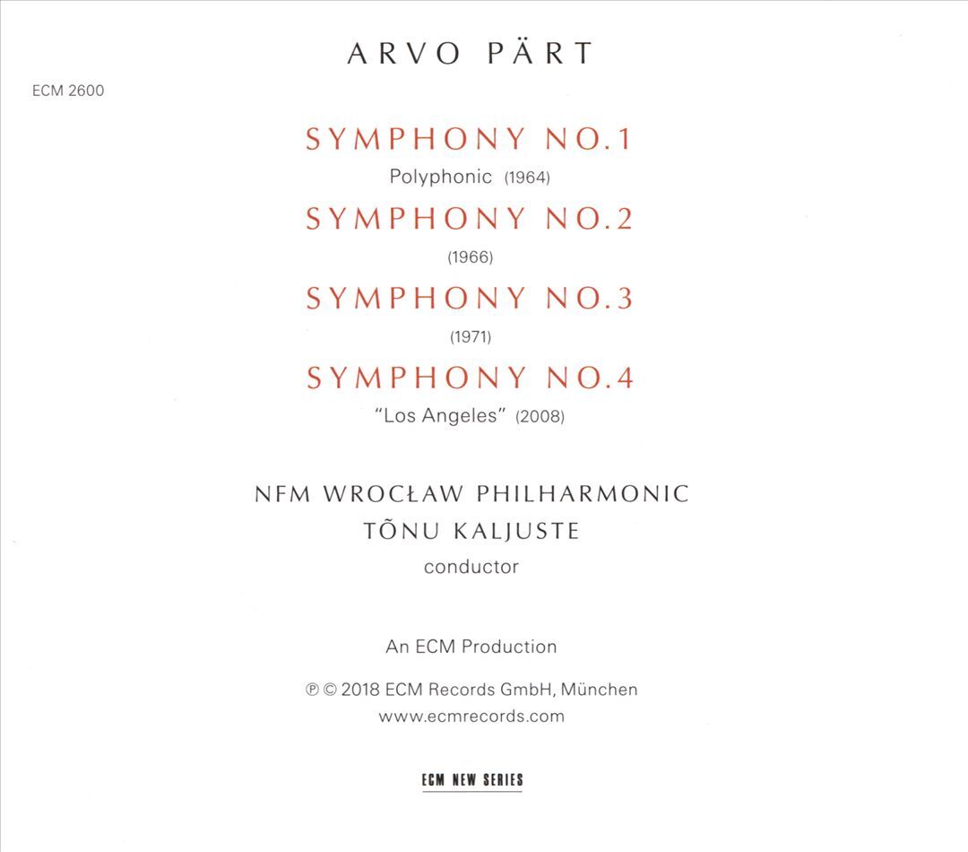 ARVO PART - THE SYMPHONIES - TONU KALJUSTE NEW CD 28948168026| eBay
