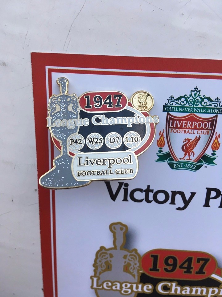 DANBURY MINT LIVERPOOL FC VICTORY PIN BADGE 1947 ENGLISH LEAGUE ...