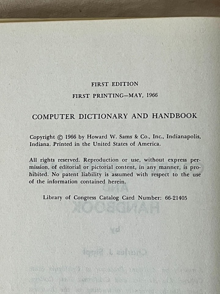 CHARLES J SIPPL Computer Dictionary & Handbook - 1966 First Edition ...