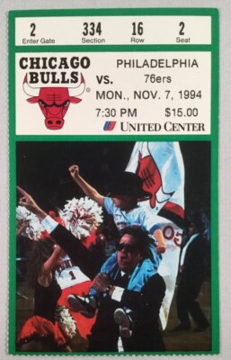 Nov. 7 1994 Michael Jordan Chicago Bulls 76’ers Season Ticket Last ...