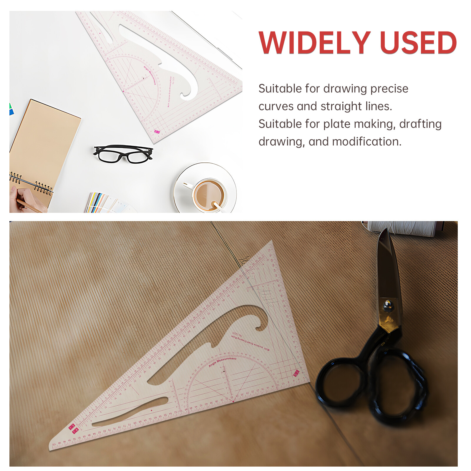 Sewing Ruler Set Inch and Metric Clear Curve Straight Shape Marking ...