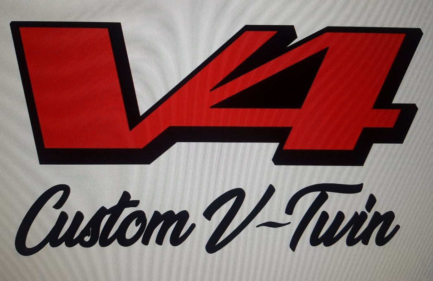 V4 CUSTOM V-TWIN DECALS STICKERS 148MM RED+BLACK CUSTOM CAFE RACER ...