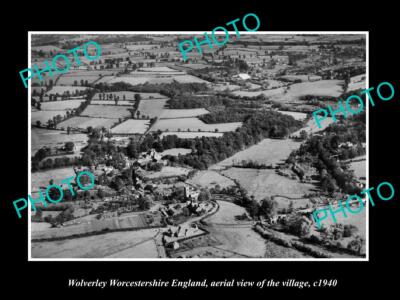 OLD POSTCARD SIZE PHOTO WOLVERLEY WORCESTERSHIRE ENGLAND AERIAL VIEW ...