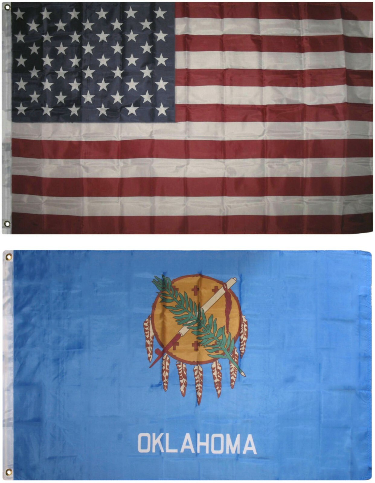 Wholesale Combo Lot of 3x5 USA Flag & State of Oklahoma 3x5 2 Flags ...