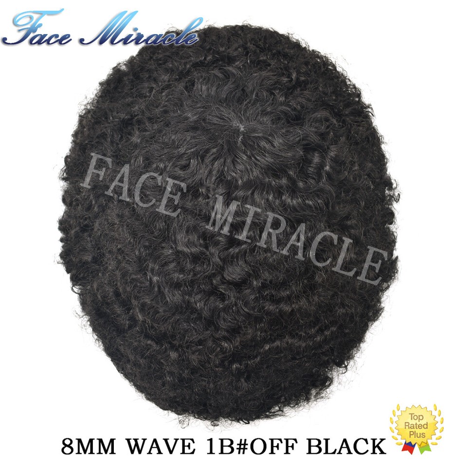 FULL PU Afro Curl Toupee for Black Men African American Mens Toupee ...
