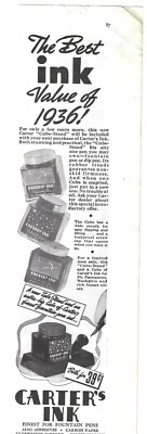 1937 Carter’s Ink Best Ink Value of 1936 Fountain Pens Writing Vintage ...