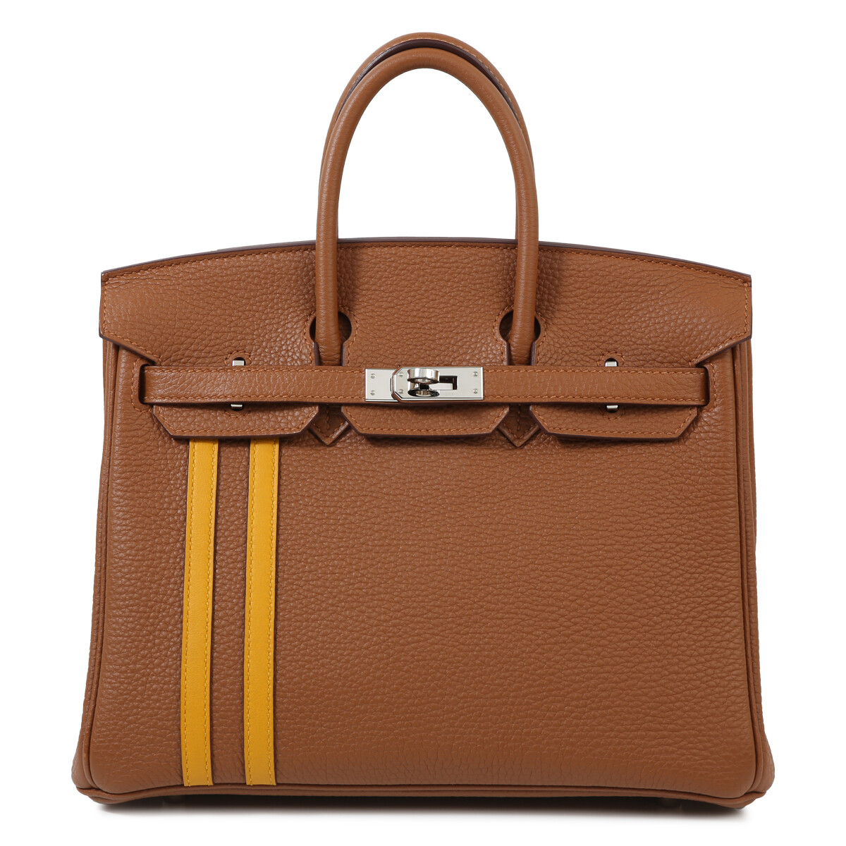 HERMES Birkin 25 Officer Gold Jaune Ambre Togo Silver… - Gem