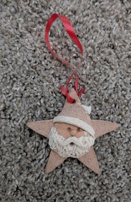 Santa 3D face star ornament ceramic clay ? neutral color | eBay