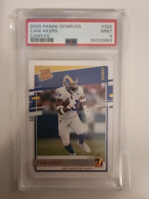 PSA 9 ROOKIE CARD 2020 Panini Donruss CAM AKERS Rams #325 Canvas RC ...