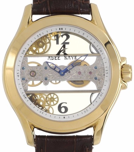 ADEE KAYE SKELETON AK7142-MG/YF/BN MECHANICAL YELLOW CASE AUTOMATIC ...