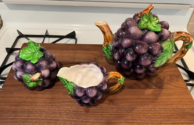 Vintage Japanese Lefton Majolica Grape Tea Service Set | eBay
