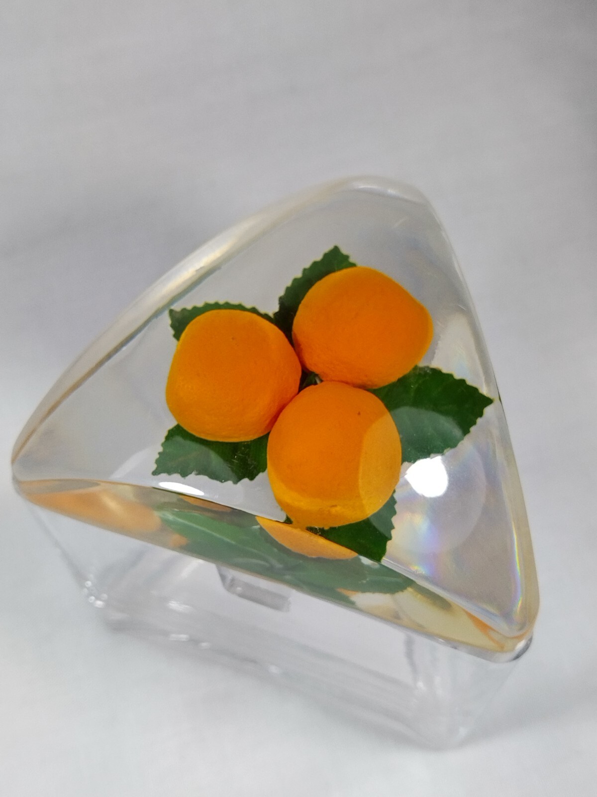 Marmalade jam preserves jar, unusual triangle shape, Lucite perspex ...