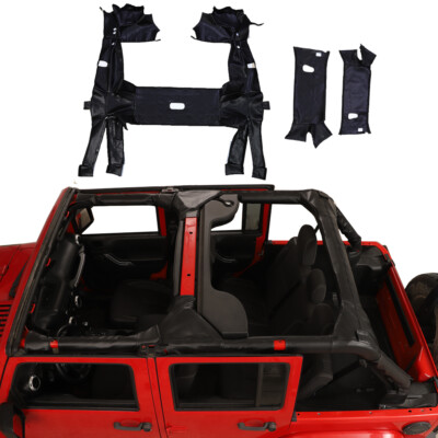 PU Leather Roll Bar Cover Full Padding Kit For 2007-2018 Jeep Wrangler ...