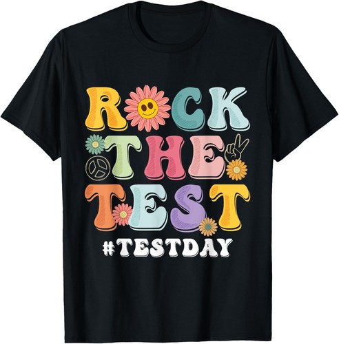 Rock The Test Testing Day Groovy Motivational Teacher T-Shirt | eBay