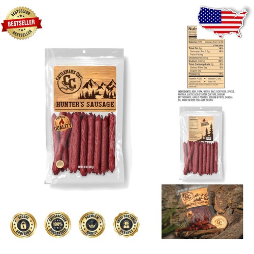 Hunter's Sausage 10oz - Smoky Flavor, High Protein Snack for On-the-Go ...