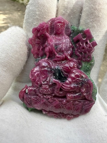 295cts UNTREATED NATURAL REAL RUBY GEMSTONE GUANYIN BUDDHA STATUE ...