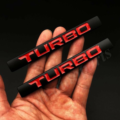 2pcs Metal Black Red Turbo Car Trunk Emblem Badge Decal Sticker | eBay UK