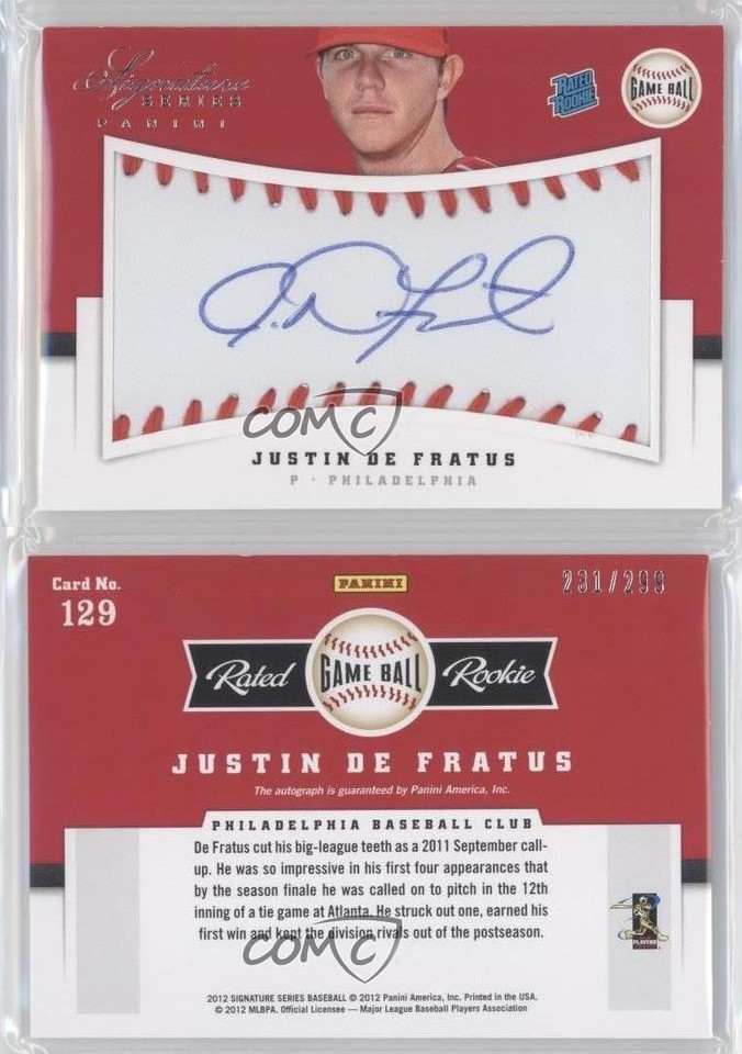 2012 Signature Series Rated Rookie Game Ball /299 Justin De Fratus #129 ...