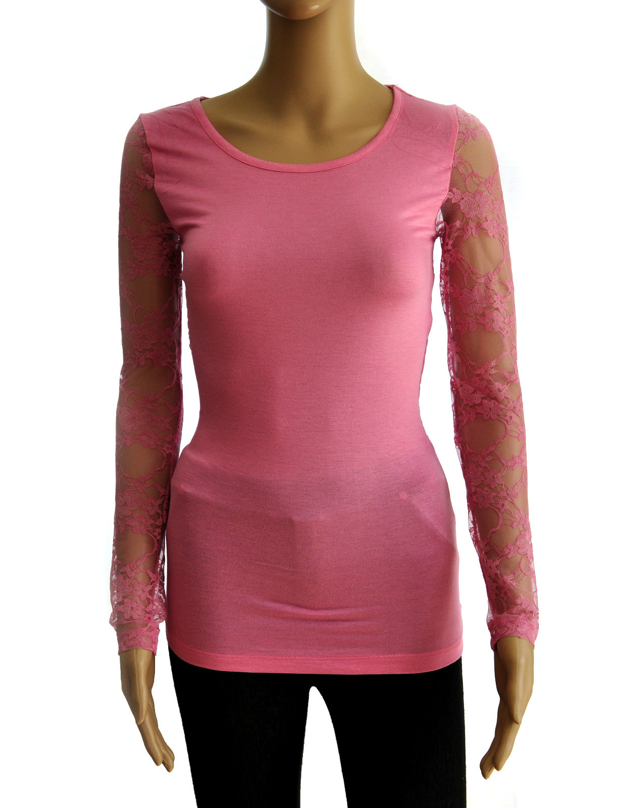 SEXY Full Lace Back and Sleeve Crew Neck TEE SHIRT Sz S ~ L | eBay