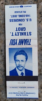 Matchcover Political Stanley Grot US Congress 14th Congressional ...