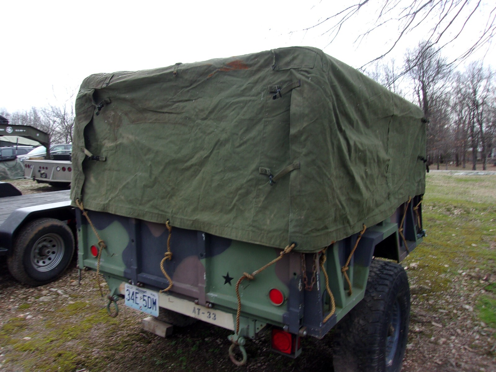 MILITARY SURPLUS M101 REGULAR CANVAS CARGO TRAILER COVER ONLY -DAMAGED ...