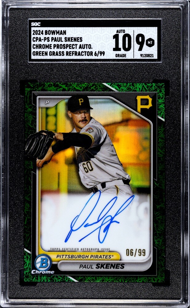 2024 Bowman Chrome Paul Skenes Green Grass Refractor Auto #06/99 SGC 9 ...