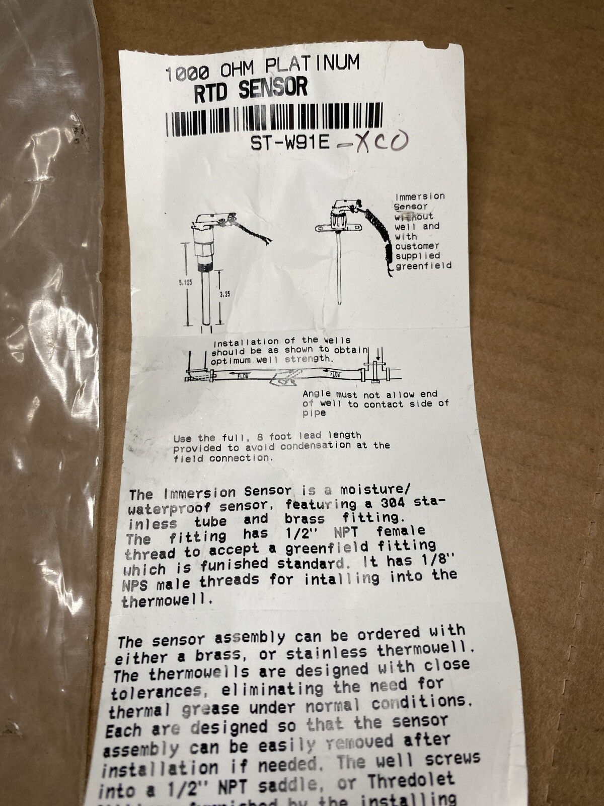 New Kele/Precon ST-W91E-XCO Immersion RTD Sensor 1000Ohm In Conduit | eBay