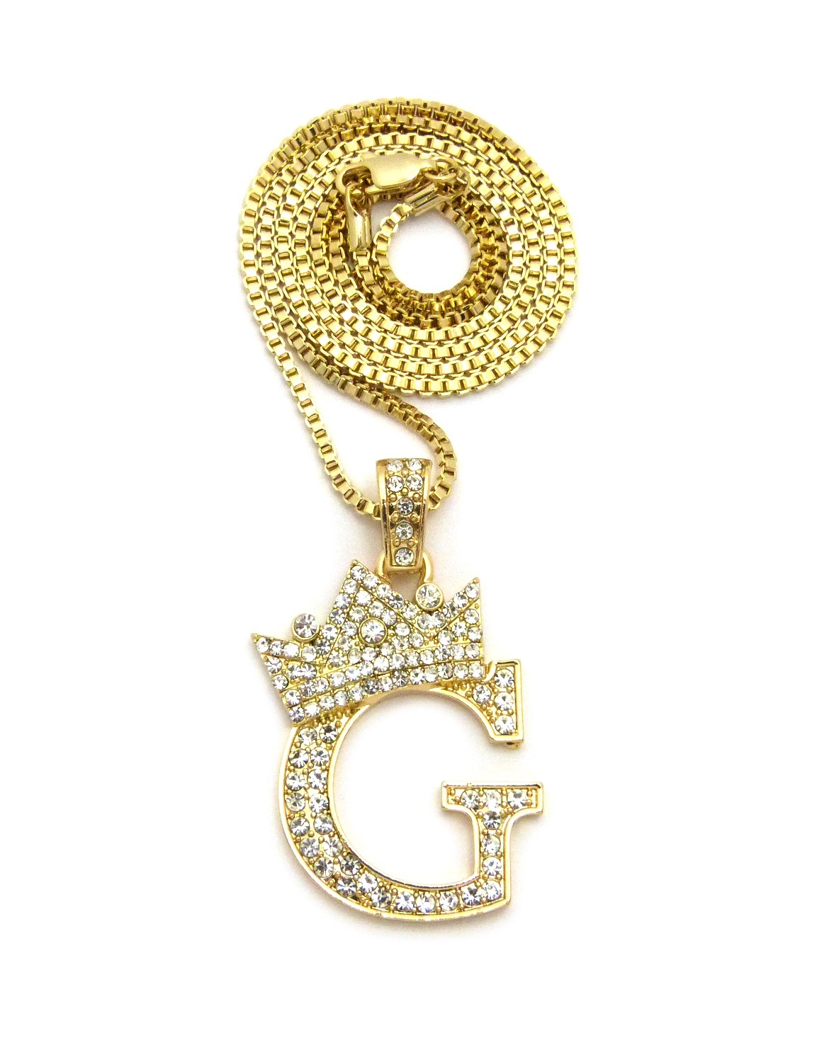 NEW KING 'G' PENDANT & 24" BOX/CUBAN/ROPE/FOX CHAIN HIP HOP NECKLACE ...