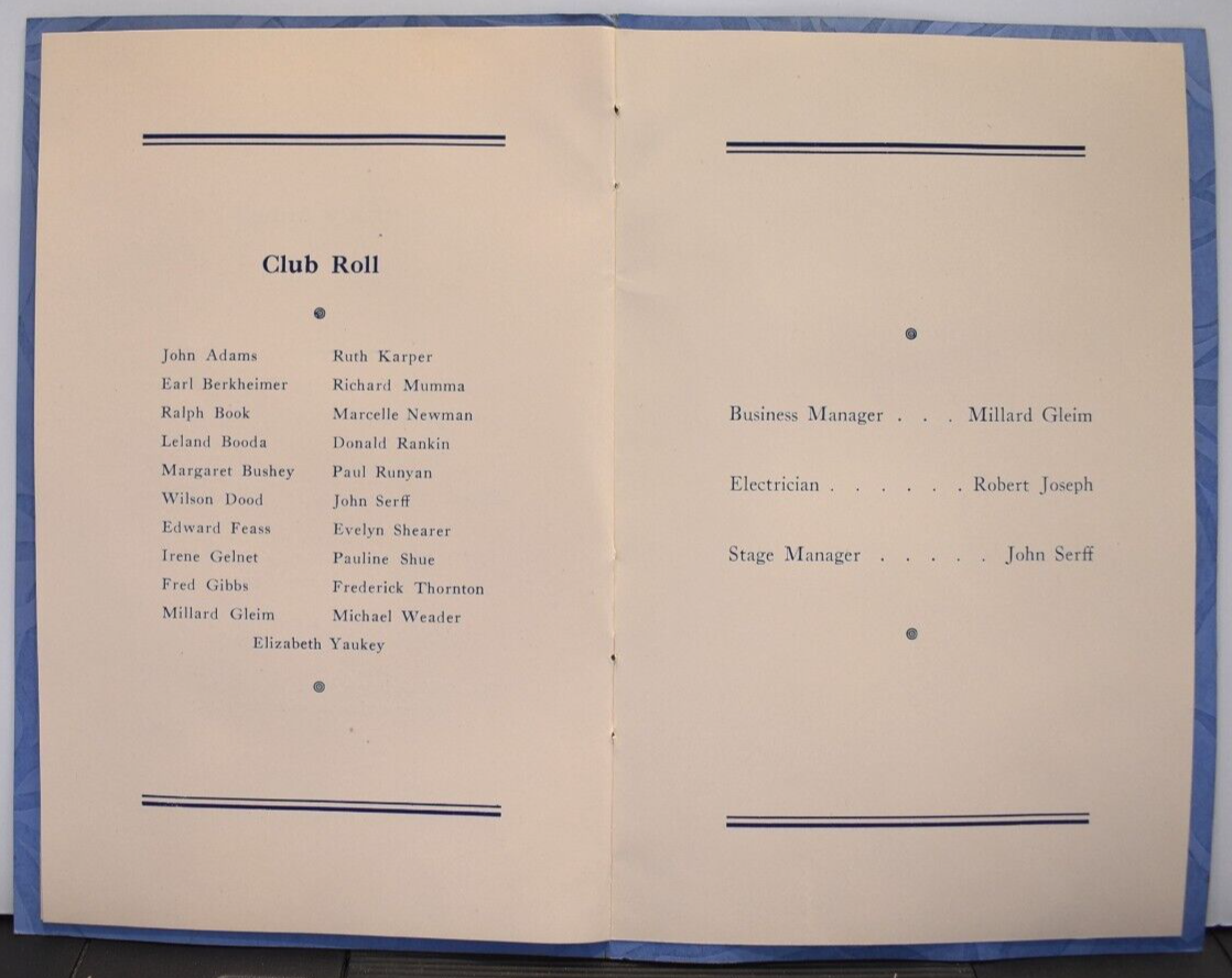 1932 Dramatic Club Play Program Shippensburg State Teachers College ...