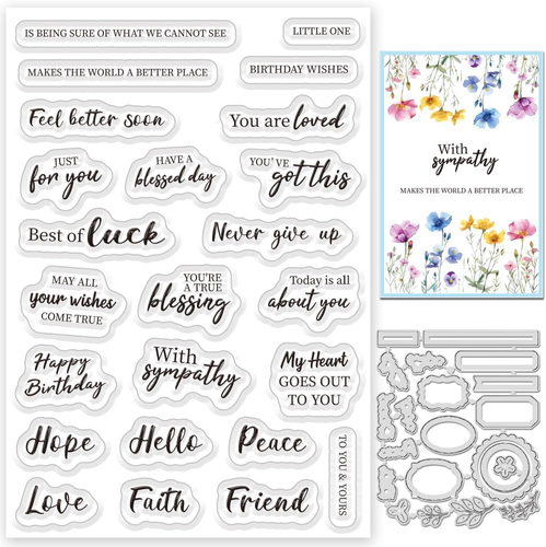 Sentiments Clear Stamps and Metal Cutting Dies for Card Making Greeting ...