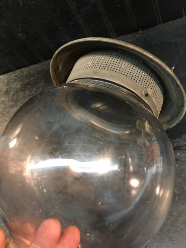 Clear Glass Globe Ball Oil Gas Lamp Shade Antique 4” Fitter Brass Top ...