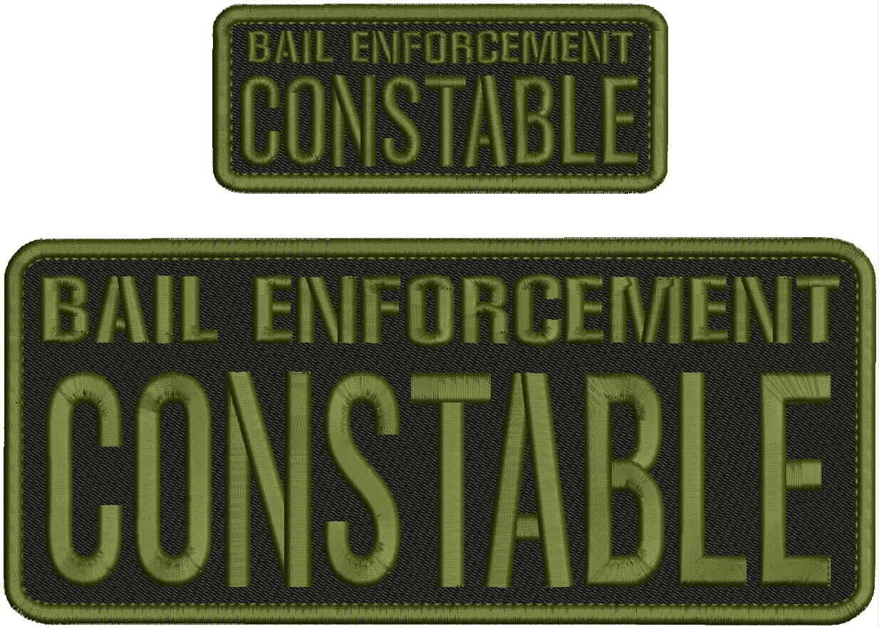 B E CONSTABLE EMBROIDERY PATCH 4X10 & 2X5 HOOK ON BACK OD GREEN ON ...