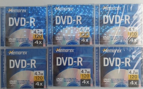 Memorex DVD-R 4.7GB 4x 120 min Lot of 6 Sealed Unused 34707055520| eBay