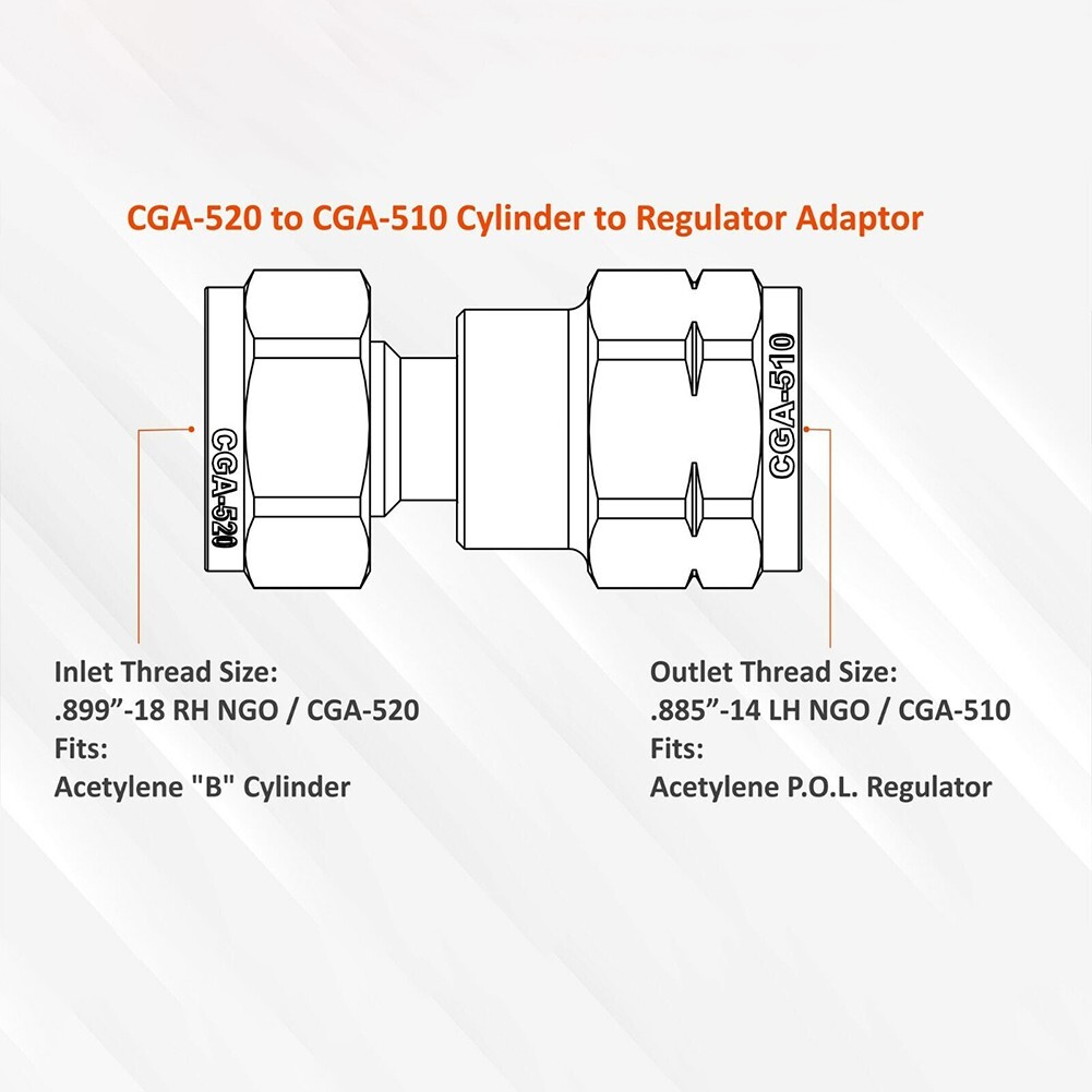 Brass Cylinder To Regulator Acetylene Adaptors CGA-200,CGA-300,CGA-510 ...
