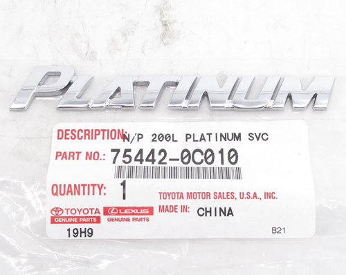 Genuine OEM Toyota 75442-0C010 "PLATINUM" Nameplate Badge Emblem 2008 ...