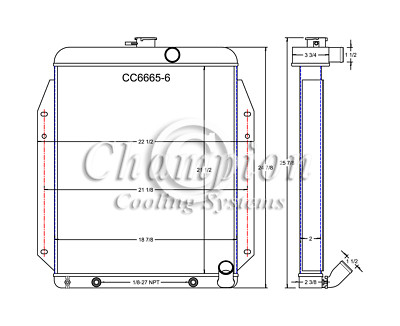 AR Champion 3 Row All Aluminum Radiator for 1964 - 1966 Dodge A100 L6 ...