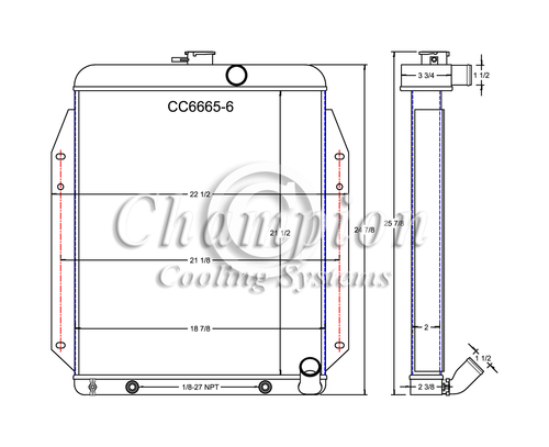 AR Champion 3 Row All Aluminum Radiator for 1964 - 1966 Dodge A100 L6 ...