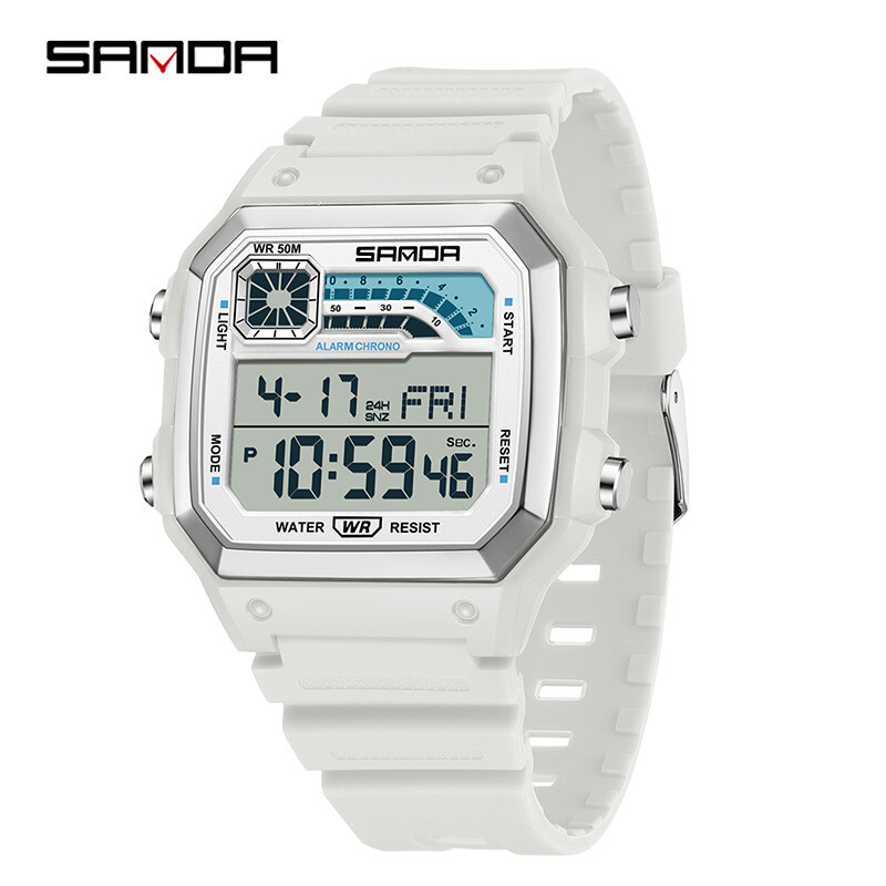 SANDA Men's Sports Outdoor waterproof Watch Square Fashion Electronic ...