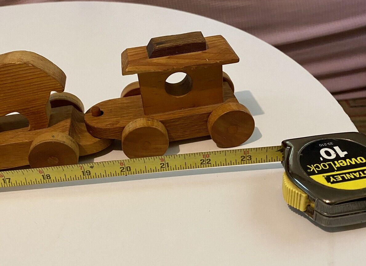 Vintage 5 Pc Handcrafted wooden Circus Train, Peg connectors, Signed ...