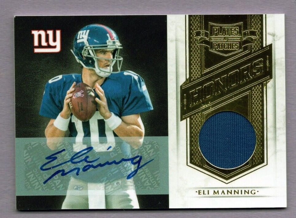 2011 PANINI PLATES AND PATCHES HONORS AUTOGRAPH MATERIALS ELI MANNING 3 ...