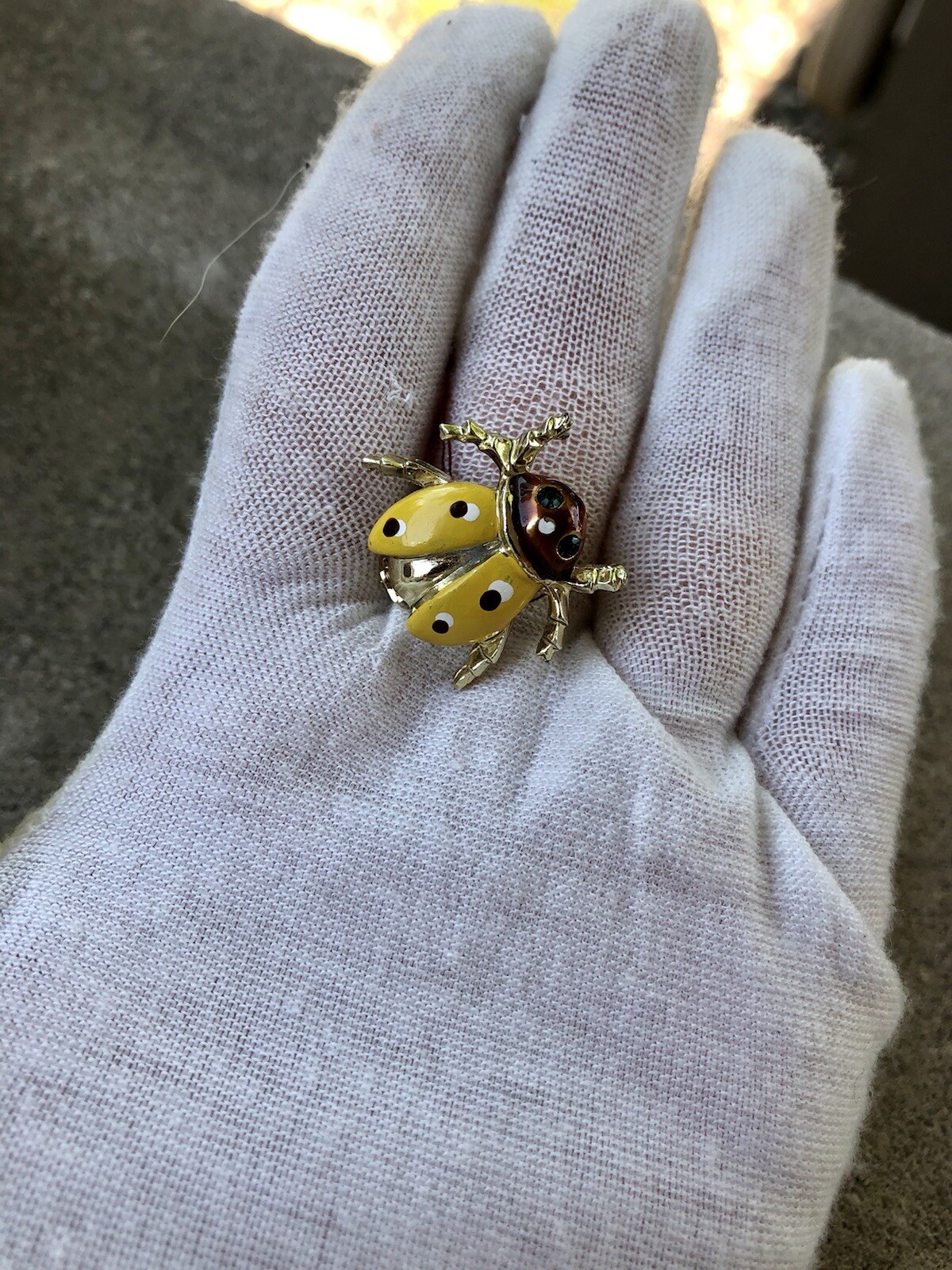 Vintage Lady Bug Beetle Scarab Pin Brooch - Gem