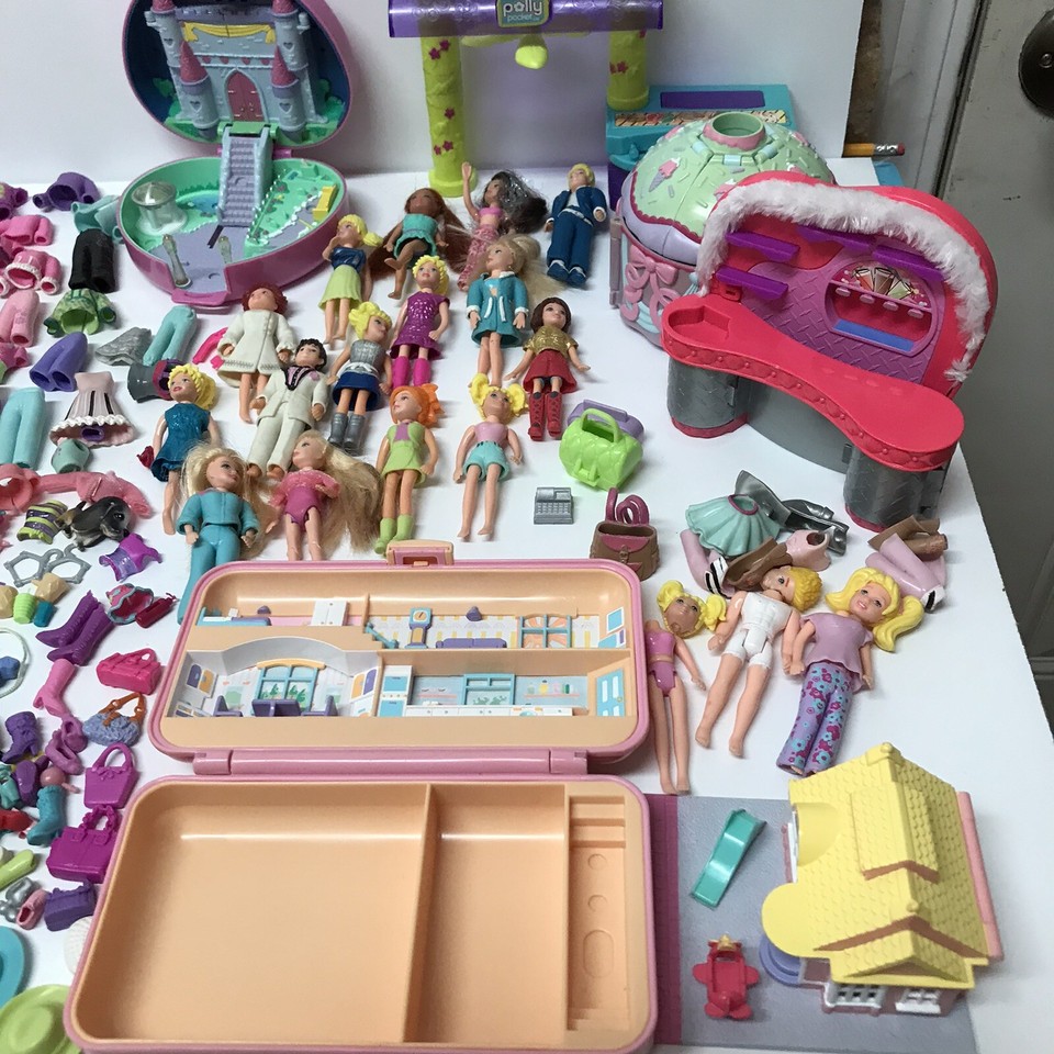 Huge Vintage Polly Pocket Bluebird Mattel Lot 120+ Items Cases Dolls ...