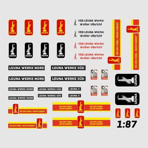 Waterslide Decal 1:87 Spur H0 DDR VEB LEUNA WERKE Walter Ulbricht ...